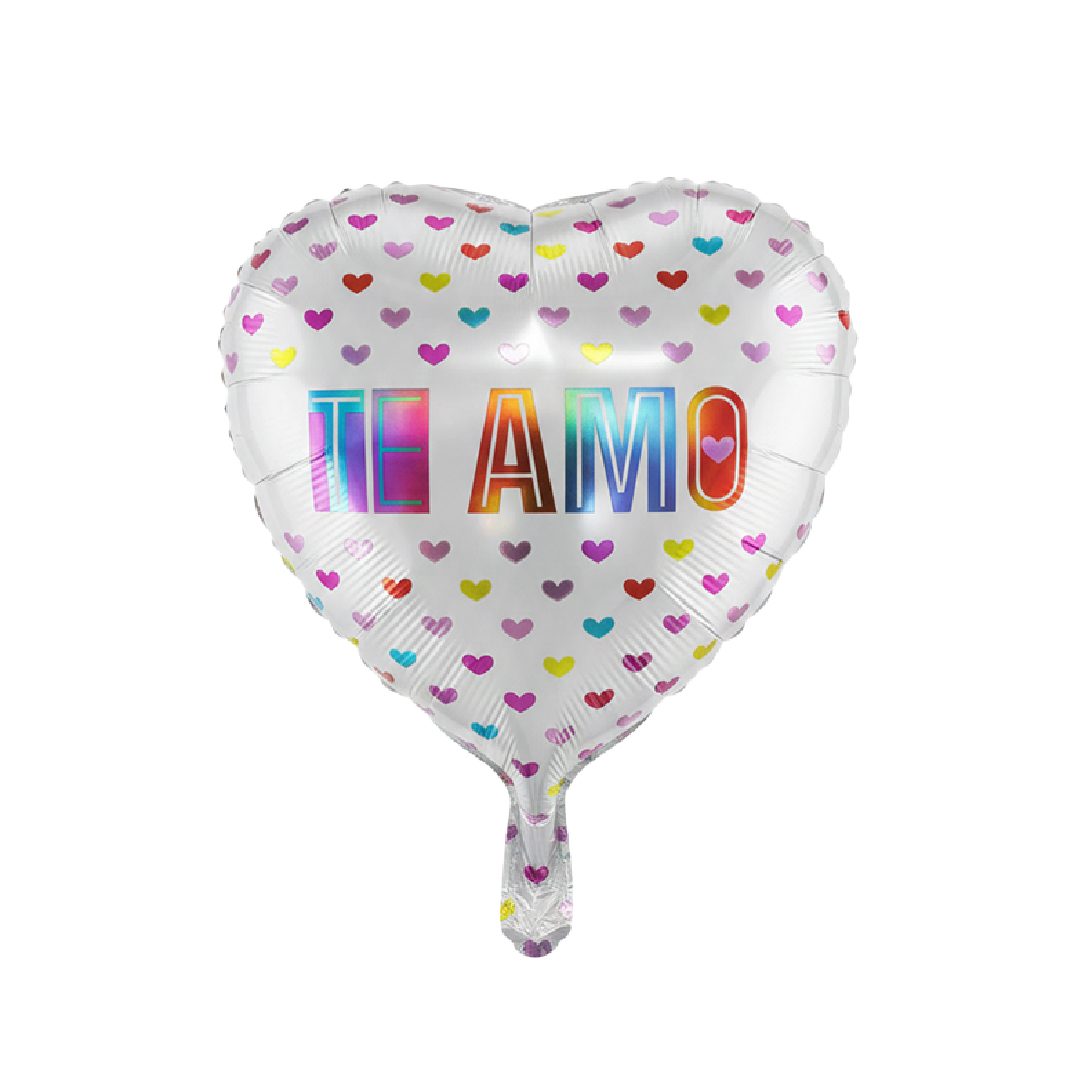 GLOBO CORAZÓN BLANCO TE AMO 24 CM - Kingo Cotillon