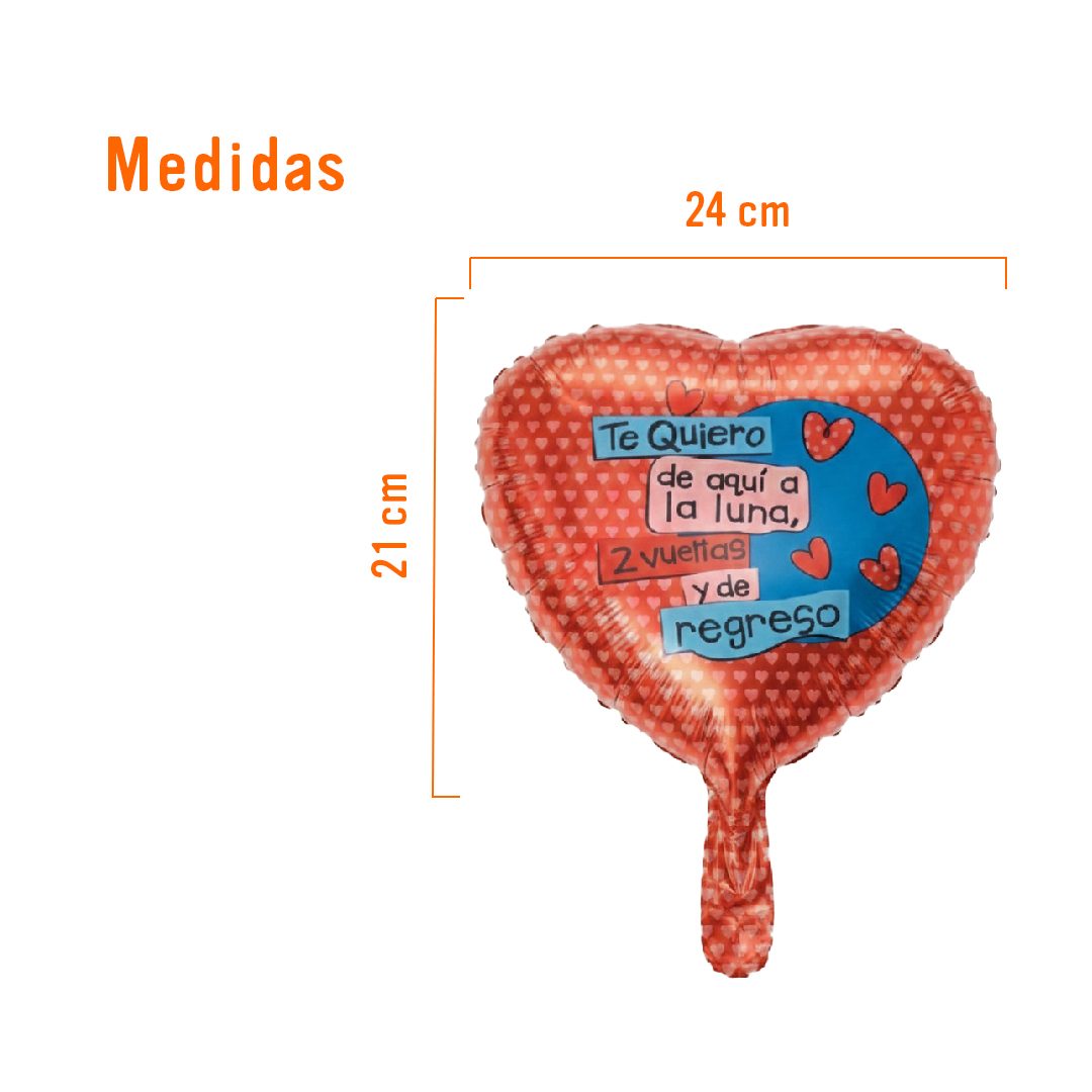 GLOBO CORAZÓN TE QUIERO DE AQUÍ A LA LUNA 24 CM - Kingo Cotillon